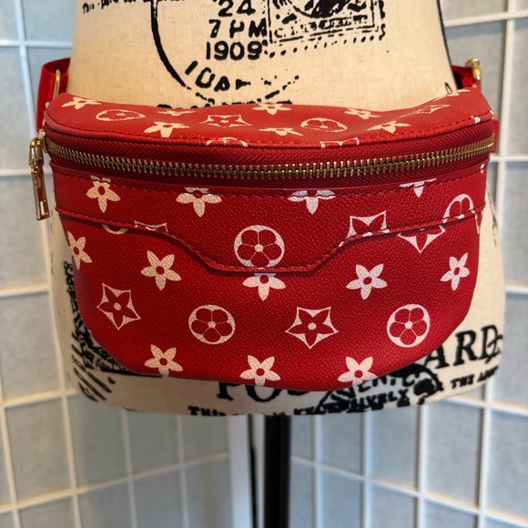Bags | Red Fanny Packcrossbody Bag With Playful Patterns | Poshmark